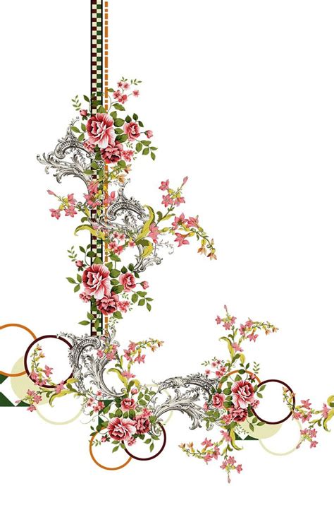 Beautiful Floral Border Design With Roses And Swirls