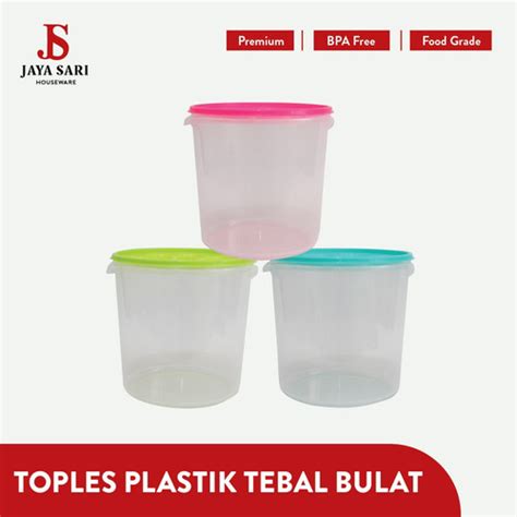 Jual Toples Plastik Tebal Model Bulat 5L Toples Plastik Kerupuk Kedap