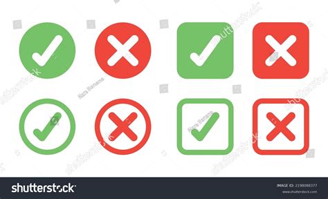 Green Check Mark Red Wrong On Stock Vector Royalty Free 2198088377