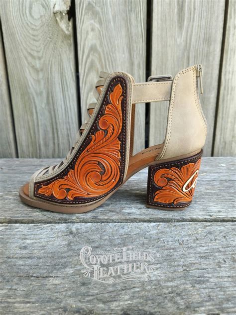 Custom Bridal Shoes Western Wedding Heels Floral Tooled Heels Tooled