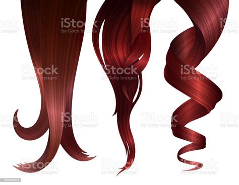 생강 물결 모양의 머리카락 가닥 세트 벡터 사실적 3d 일러스트레이션 머리카락에 대한 스톡 벡터 아트 및 기타 이미지 머리카락 빨간 머리 염료 Istock
