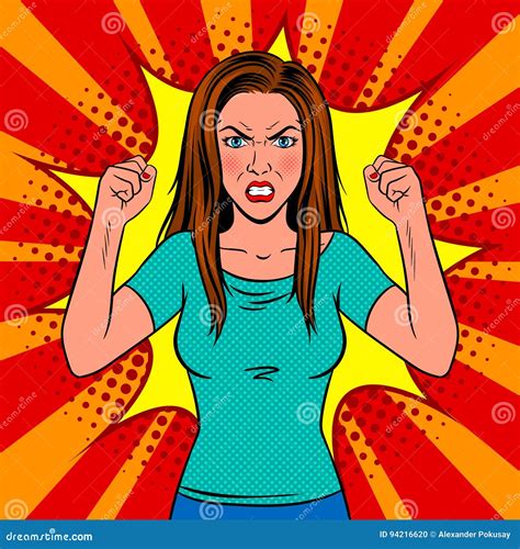 Ejemplo Enojado Del Vector Del Arte Pop De La Mujer Ilustración Del