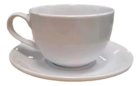 Taza Te Con Plato 220 Ml Porcelana Blanca Cuotas sin interés