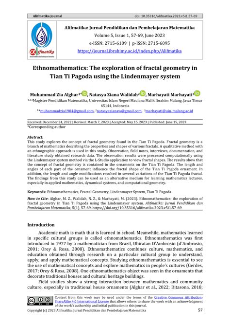 Pdf Ethnomathematics The Exploration Of Fractal Geometry In Tian Ti Pagoda Using The