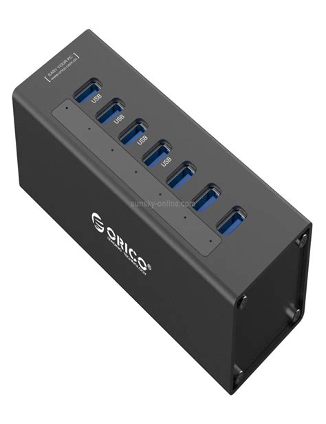 Orico A3h7 Hub Usb 30 De Aluminio De Alta Velocidad Y 7 Puertos Con
