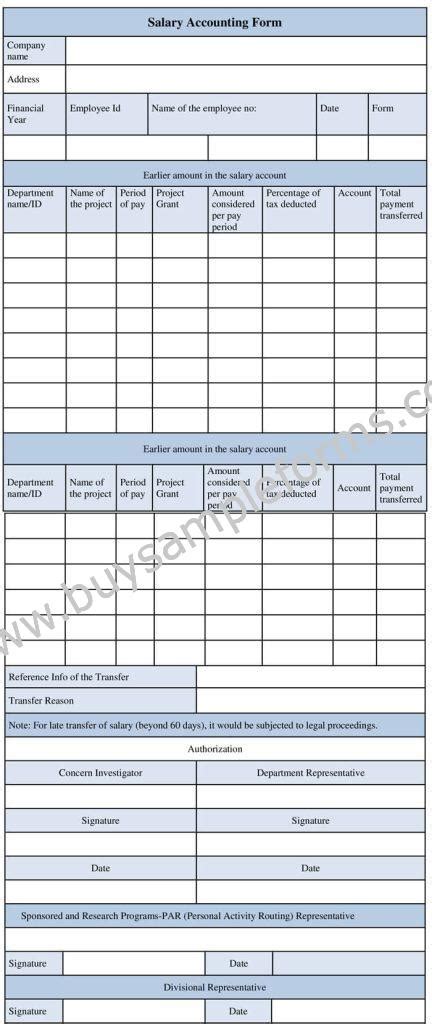 Salary Accounting Form Template Download Word Sample