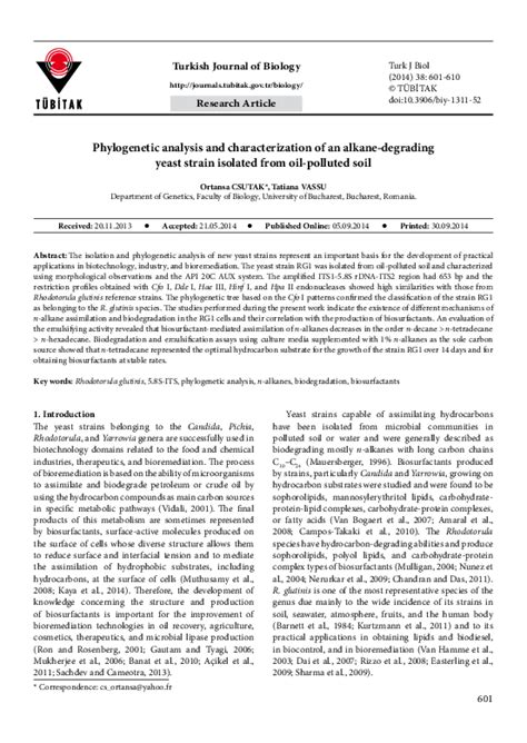 Pdf Phylogenetic Analysis And Characterization Of An Alkane Degrading