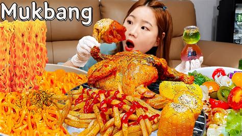🍗오븐구이치킨까르보불닭🍜 아그와밤에 굽네 뺨치는 오븐구이통닭🥰 가니쉬는 덤 Agwabomb Chicken Mukbang Asmr Eatingshow Realsound 요리