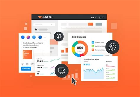 premium vector seo tool platform used for keyword research and online