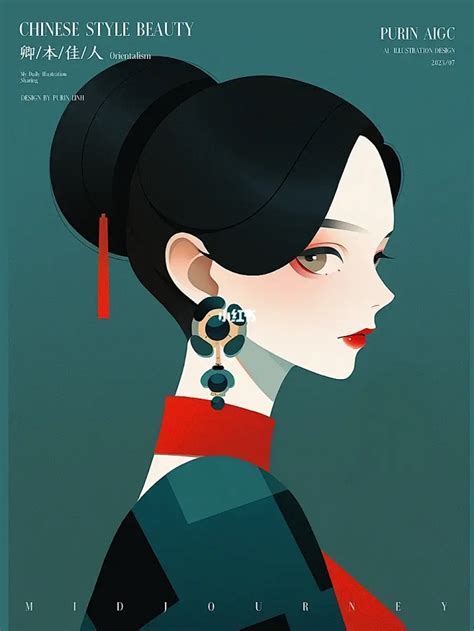 一分钟教会你用ai生成简约国风头像 快来学图片插画手绘图片素材 花瓣网