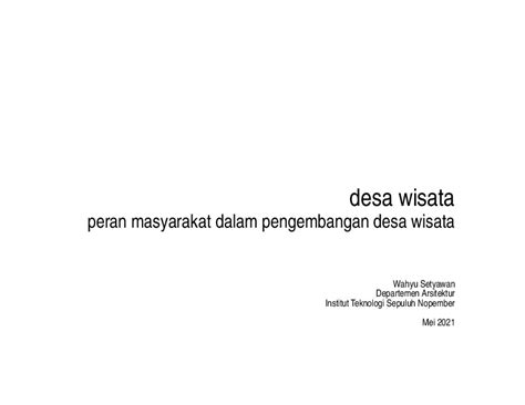Peran Masyarakat Dalam Pengembangan Desa Wisata Pdfcoffeecom