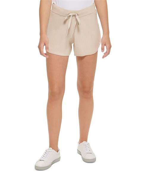 Calvin Klein Jeans Womens Ribbed Knit Drawstring Shorts Macys