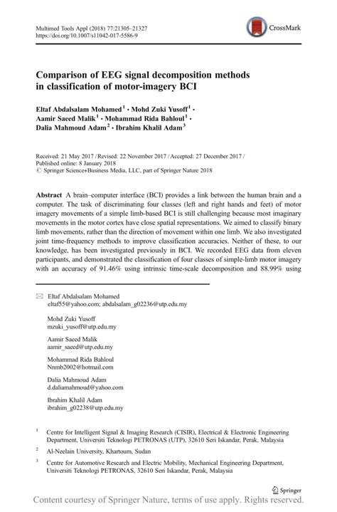 comparison of eeg signal decomposition methods in classification of