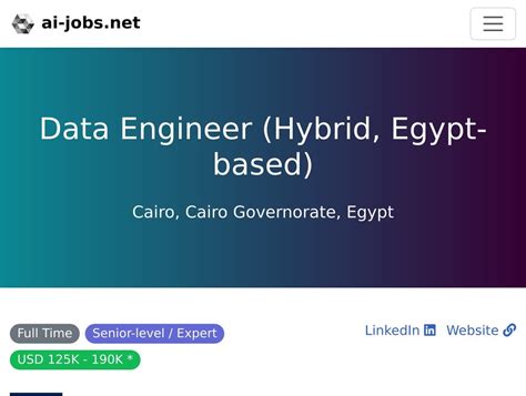 Hiring Data Engineer Hybrid Egypt Based In Cairo Cairo