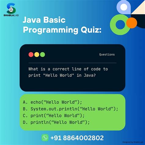 Shabla Lab On Linkedin Javabasics Programmingquiz Javafundamentals Codequiz Learnjava