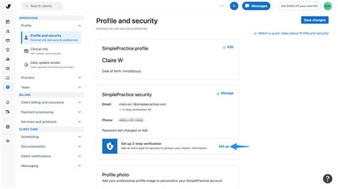 Managing Your Profile And 2 Step Verification SimplePractice Support
