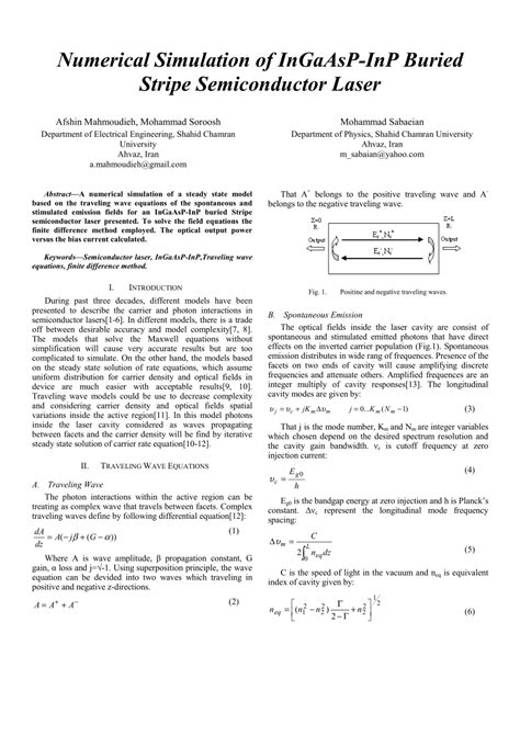 Pdf Numerical Simulation Of Ingaasp Inp Buried Stripe Semiconductor Laser