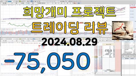 실시간 주식 트레이딩 단타매매 스캘핑 리뷰 매매일지 국내주식 단기투자 20240829 Youtube