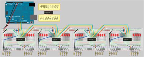 少ない出力ピンで大量のLEDを制御するシフトレジスタ使用