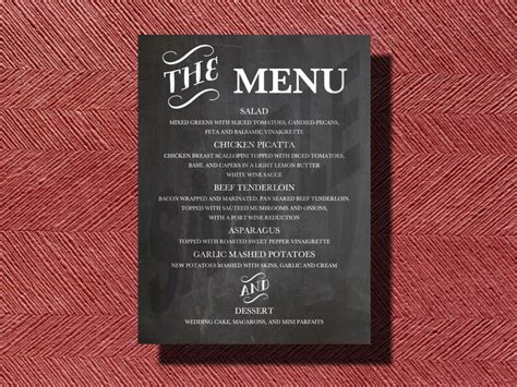 Custom Designed Chalkboard Wedding Reception Dinner Menu Etsy