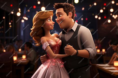 Premium Ai Image Pixar Cartoon Of A Couple Dancing Cheek To Cheek Ai