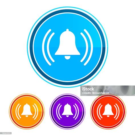 Alarm Dering Bell Icon Tombol Bulat Desain Datar Mengatur Desain
