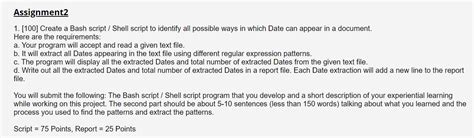 Solved Assignment2 1 100 Create A Bash Script Shell Chegg