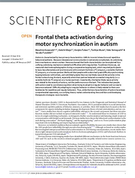Pdf Frontal Theta Activation During Motor Synchronization In Autism