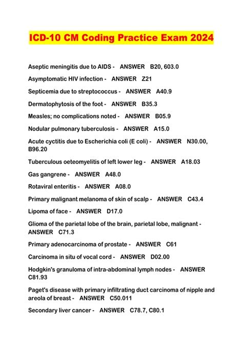 Icd 10 Cm Coding Practice Exam 2024 Icd 10 Cm Coding Stuvia Us