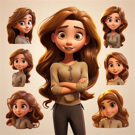 Menina De Cabelos Castanhos Curto Estilo Cartoon Personagem Cartoon Mu Vetor Premium