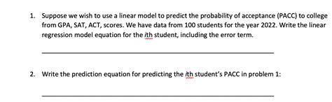 Solved Suppose We Wish To Use A Linear Model To Predict The Chegg