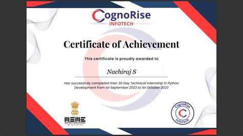 Nachiraj Sugumar On Linkedin Python Internship Cognoriseinfotech
