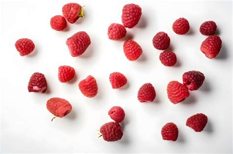 Raspberry Raspberries Fruit Vegetable On White Background Premium Ai