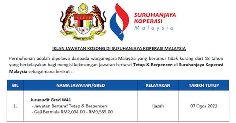 Permohonan Jawatan Kosong Di Suruhanjaya Koperasi Malaysia Terkini