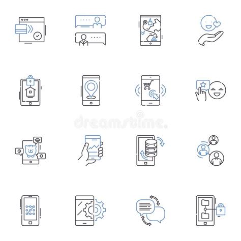 augmented reality line icons collection interaction imagination