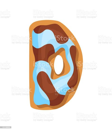 만화 쿠키 글꼴 제과자들은 자본 문자 D 벡터 영어 Abc 베이킹 컬러 유약에 스타일화 창조적 인 진저 브레드 알파벳 디자인 어린 시절 달콤한 비스킷과 도넛 개념에 대한