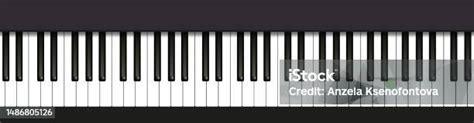피아노 건반 평면도 사실적인 피아노 건반 악기 음악적 배경 플랫 스타일 벡터 그림 Classical Concert에 대한 스톡