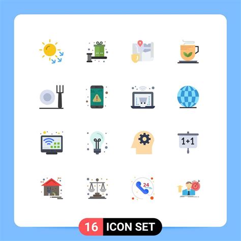 Group Of Modern Flat Colors Set For Fork Tea Bonus Green Security Editable Pack Of Creative