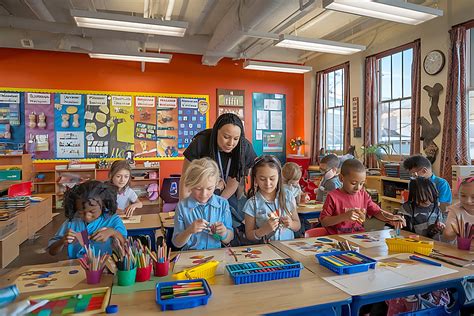 Multicultural Classroom With Hands On Educational Activities Background
