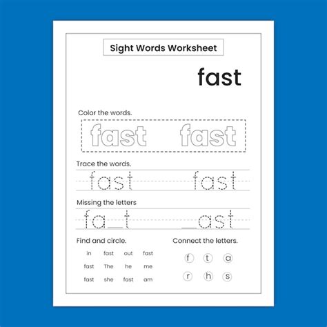 Premium Vector Kindergarten Sight Word Practice Worksheet