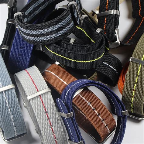 나일론 탄성 스트랩 프랑스 군대 낙하산 가방 탄성 직조 시계 밴드 밀리터리 시계 팔찌 18mm 20mm 22mm