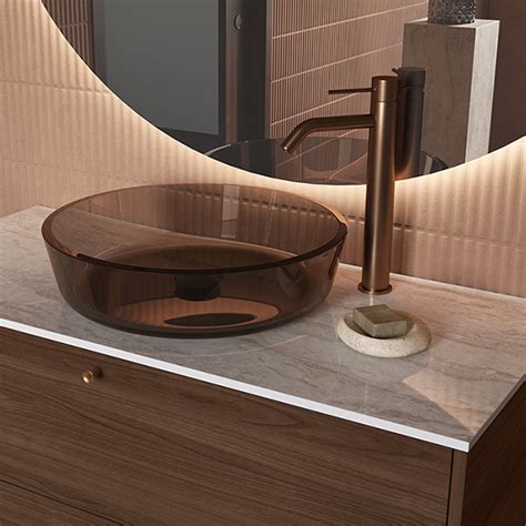 Innovent 100 Valnøtt Med Arga X Gloss Benkeplate Og Amor Glasservant Produkt Fossbad