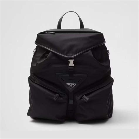 Prada Unisex Re Nylon And Leather Backpack Black 2vz108