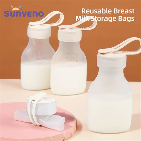 Sunveno Silicone Milk Storage Bags Reusable Breastmilk Bags For