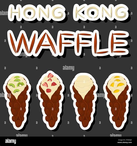 Illustration On Theme Big Kit Different Types Cone Waffle With Bubbles