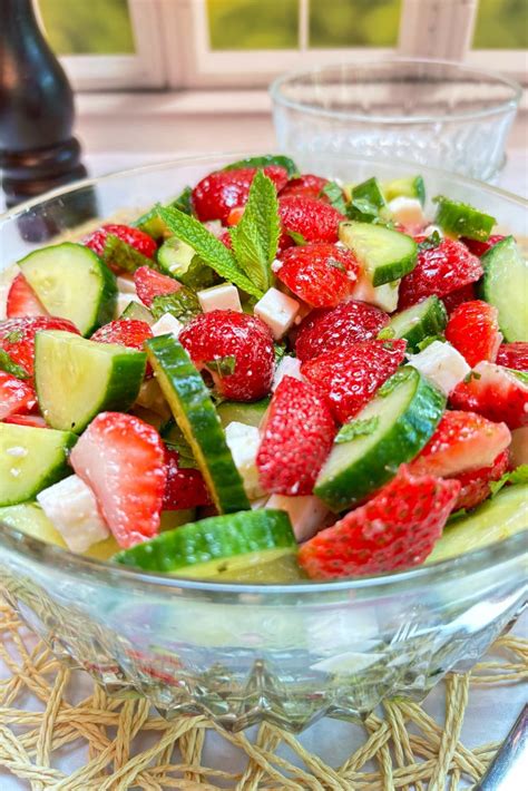 Cucumber Strawberry Salad With Mint