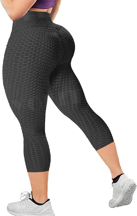 Yofit Damen Yogahose Mit Gerüschtem Po Hohe Taille Bauch Kompression