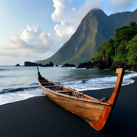 Beautiful Nature Landscape With Sandy Beach And Ocean Premium Ai