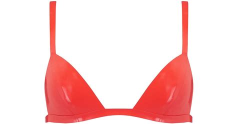 Elissa Poppy Latex Triangle Bra In Red Lyst