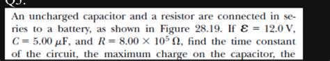 Solved Q2 A 5 00μf ﻿capacitor Is Charged To A Potential
